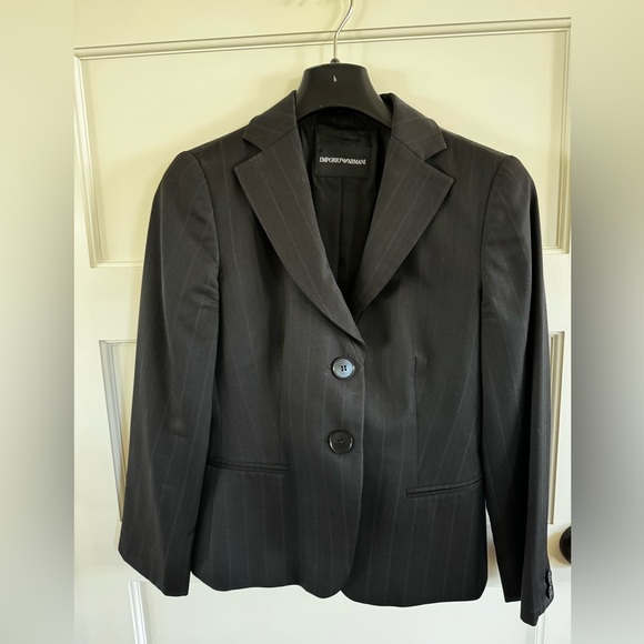 Emporio Armani | Jackets & Coats | Euc Emporio Armani Suit Jacket Black Pinstripe Size 6 Us 42 ...
